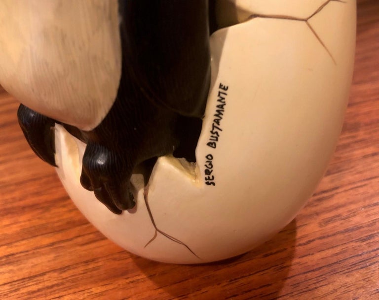 Whimsical Ceramic Hatching Penguin from Egg Sculpture by Sergio ...