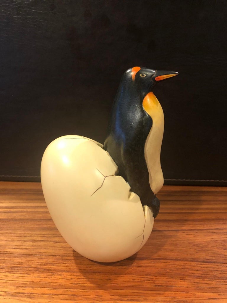 Whimsical Ceramic Hatching Penguin from Egg Sculpture by Sergio ...