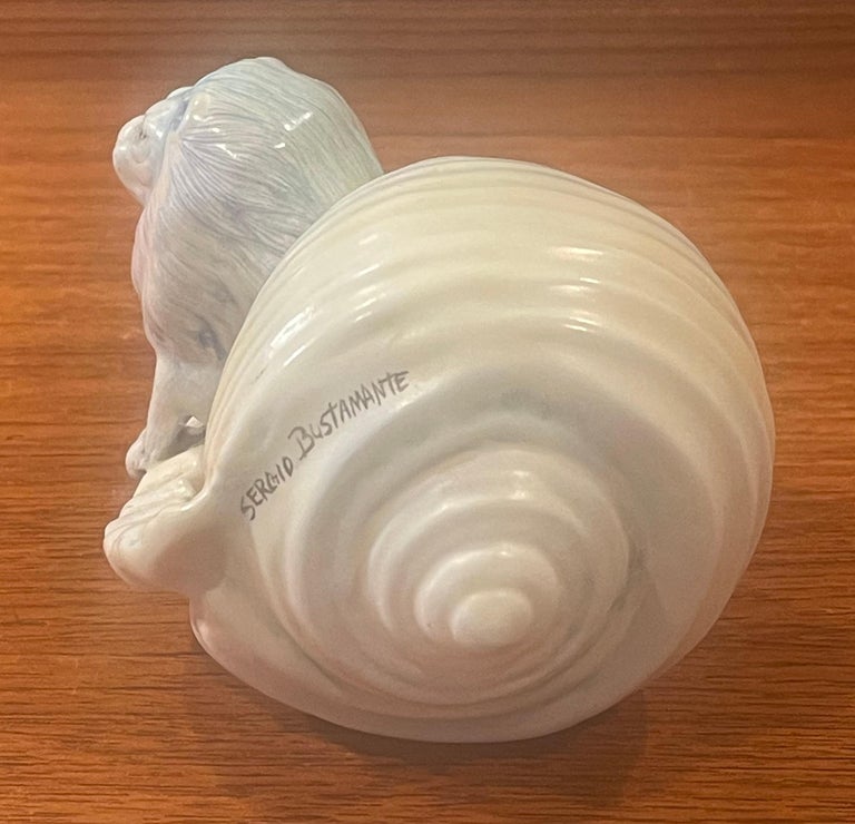 Whimsical Ceramic Lion in Conch Shell Sculpture by Sergio Bustamante ...
