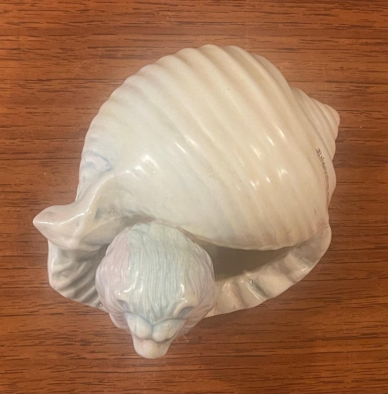 Whimsical Ceramic Lion in Conch Shell Sculpture by Sergio Bustamante ...