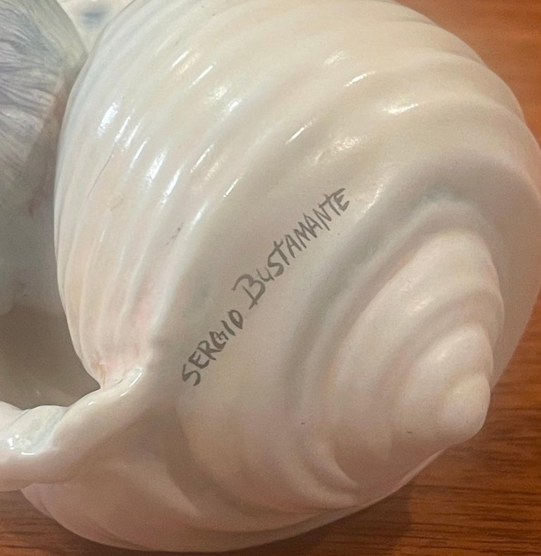 Whimsical Ceramic Lion in Conch Shell Sculpture by Sergio Bustamante ...