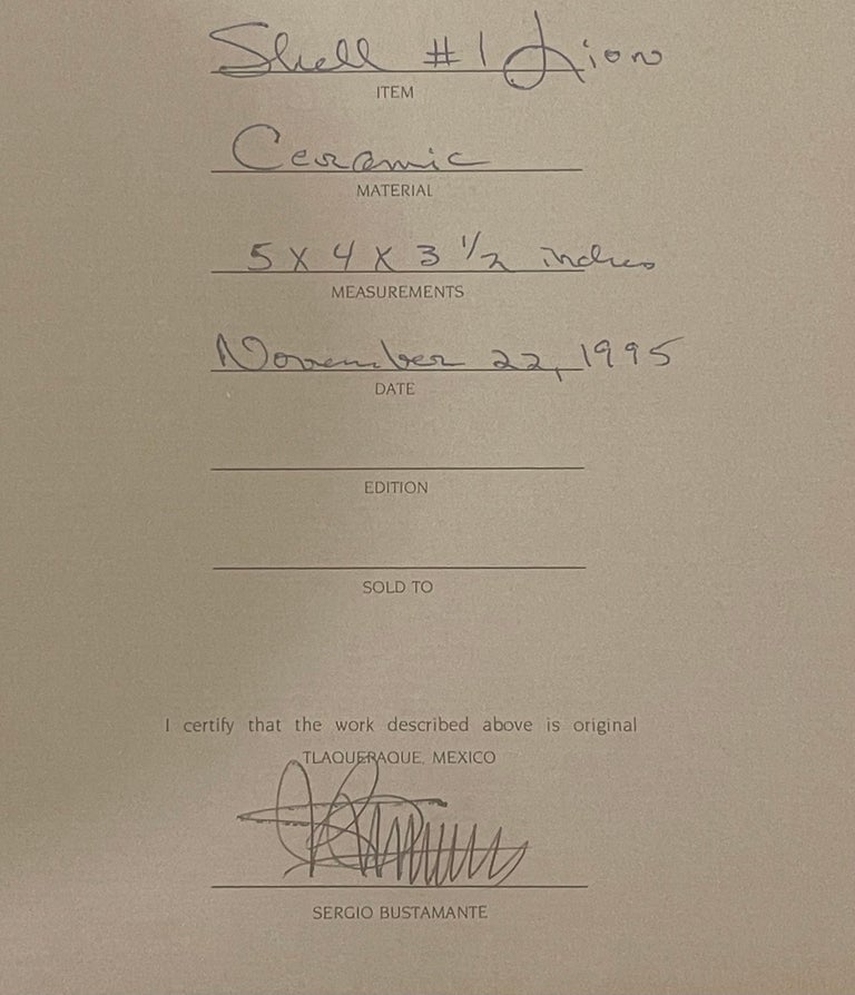 Whimsical Ceramic Lion in Conch Shell Sculpture by Sergio Bustamante ...