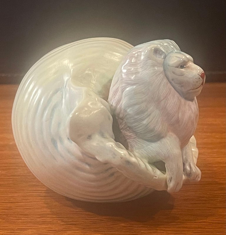 Whimsical Ceramic Lion in Conch Shell Sculpture by Sergio Bustamante ...