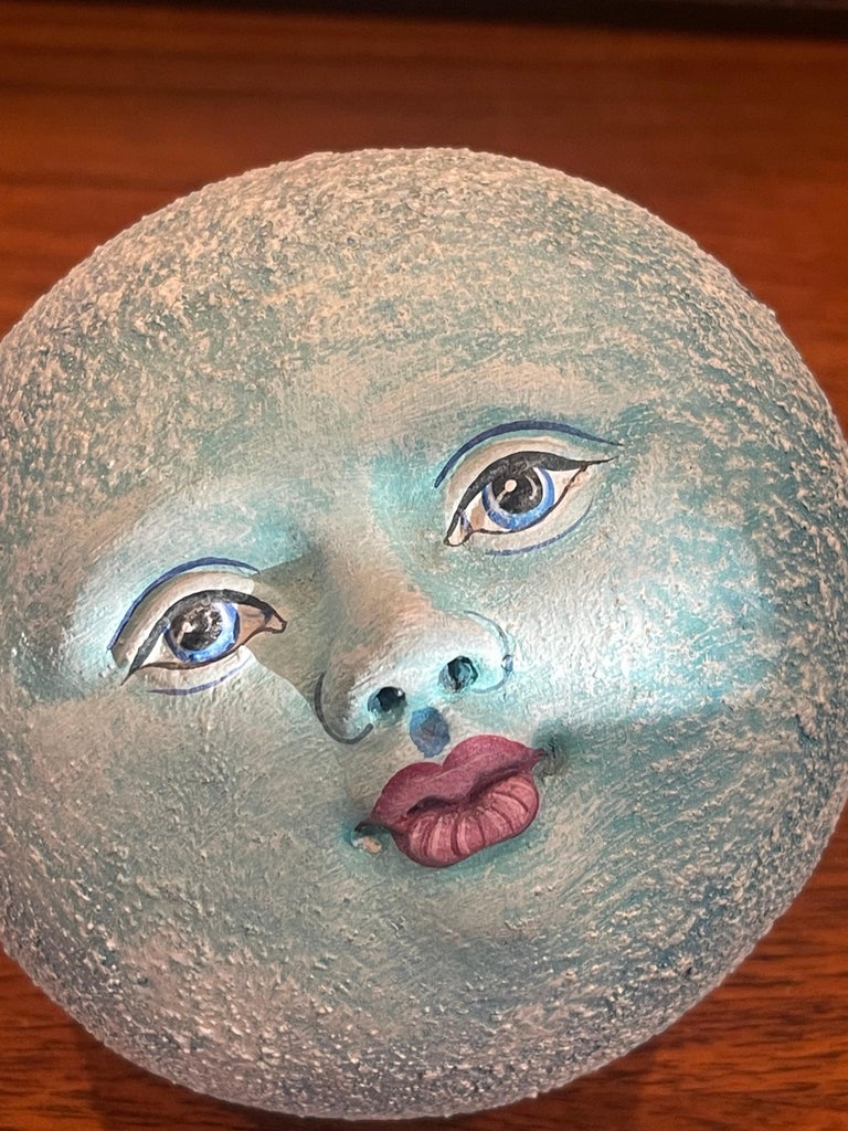 Whimsical Ceramic "Man on the Moon" Sculpture by Alexander Flores For ...