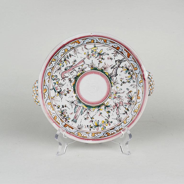 Whimsical Ceramic Pink and Green Spring Theme Platter Made in Portugal ...