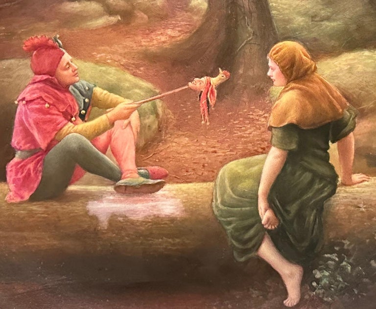 Whimsical Ceramic Scenic Plate Signed Leslie Johnson For Sale at 1stDibs