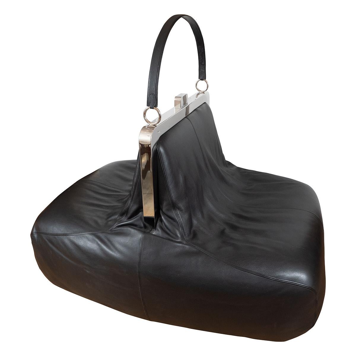 Whimsical Chrome and Leather "Handbag" Chair at 1stDibs