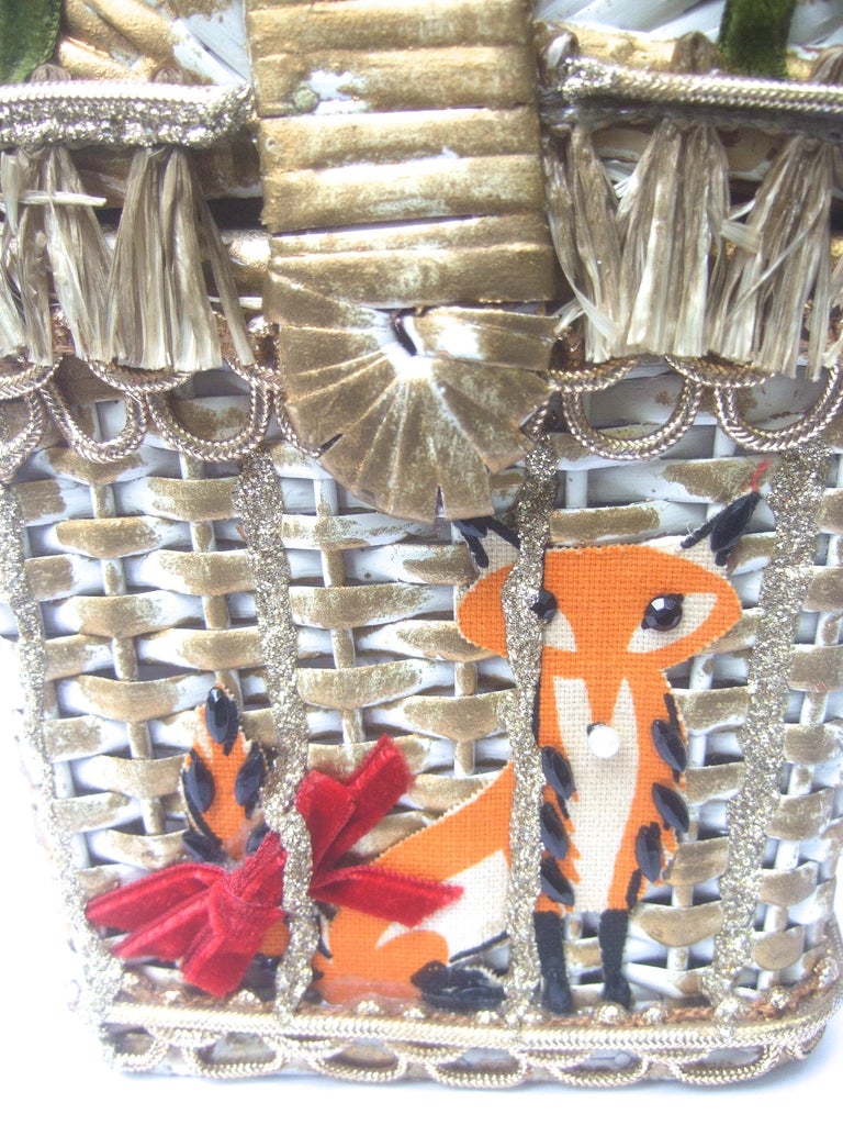 Whimsical Circus Theme Wicker Handbag by Soure Bag NY circa 1950s at ...