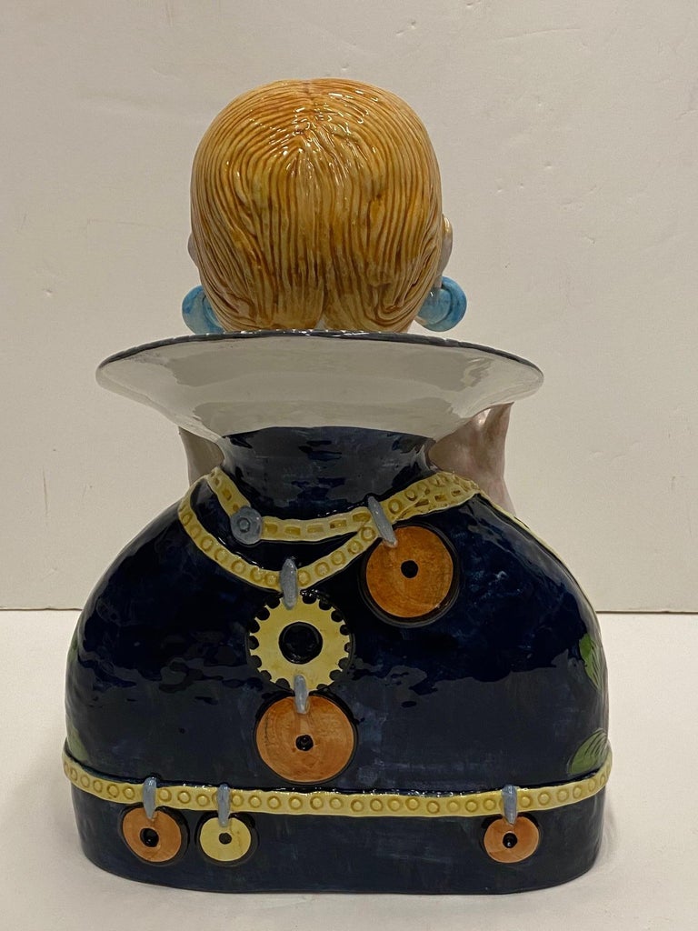 Whimsical Italian Glazed Ceramic Bust of a Woman at 1stDibs