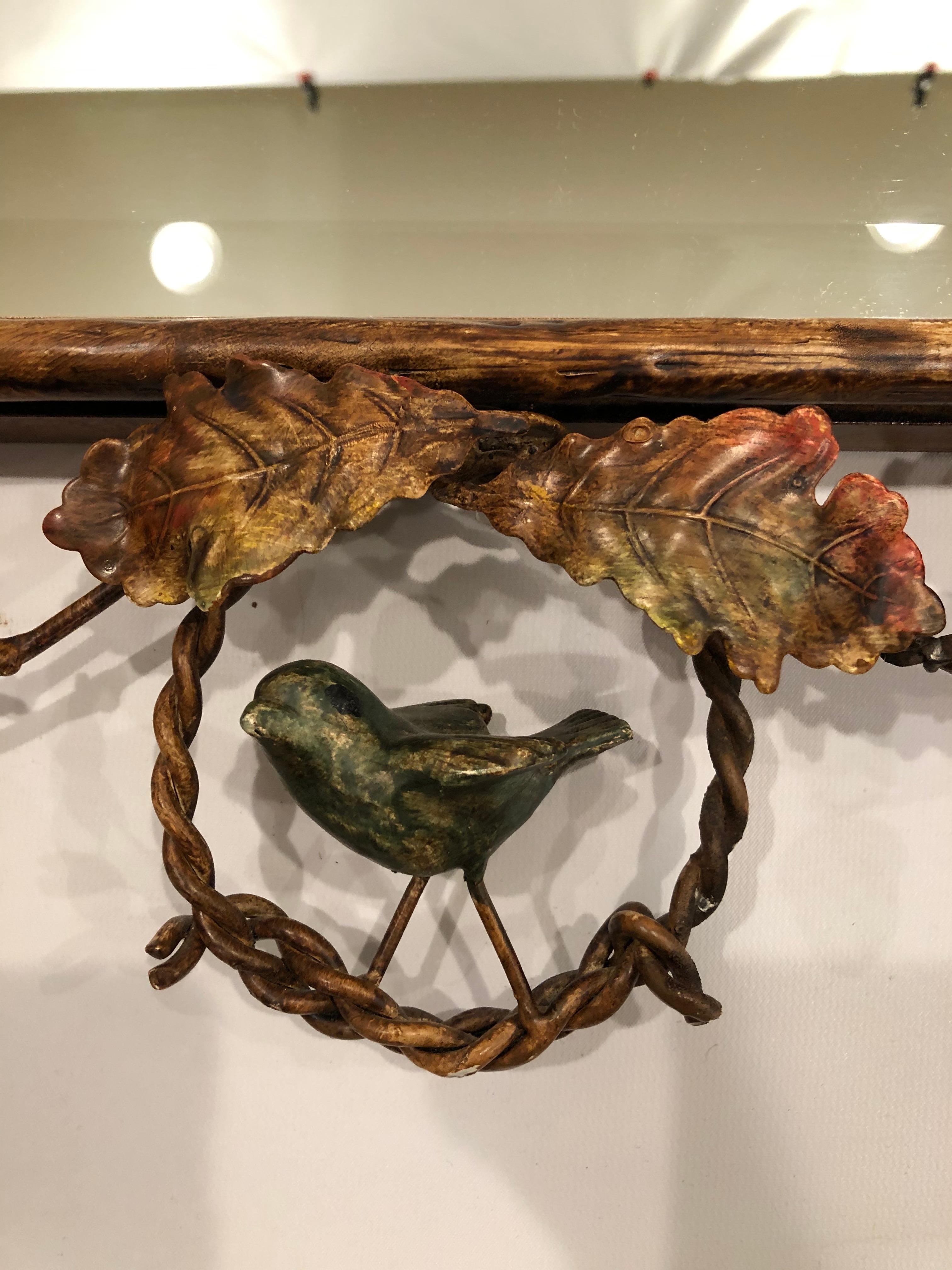 Whimsical La Barge Painted Iron and Tole Mirror with Bird at 1stDibs ...