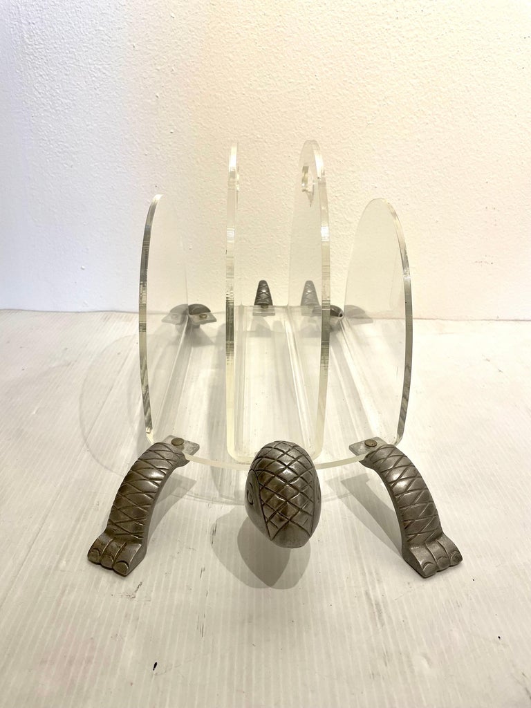 Whimsical Lucite and Aluminum Turtle Magazine Rack by Arthur Court For ...