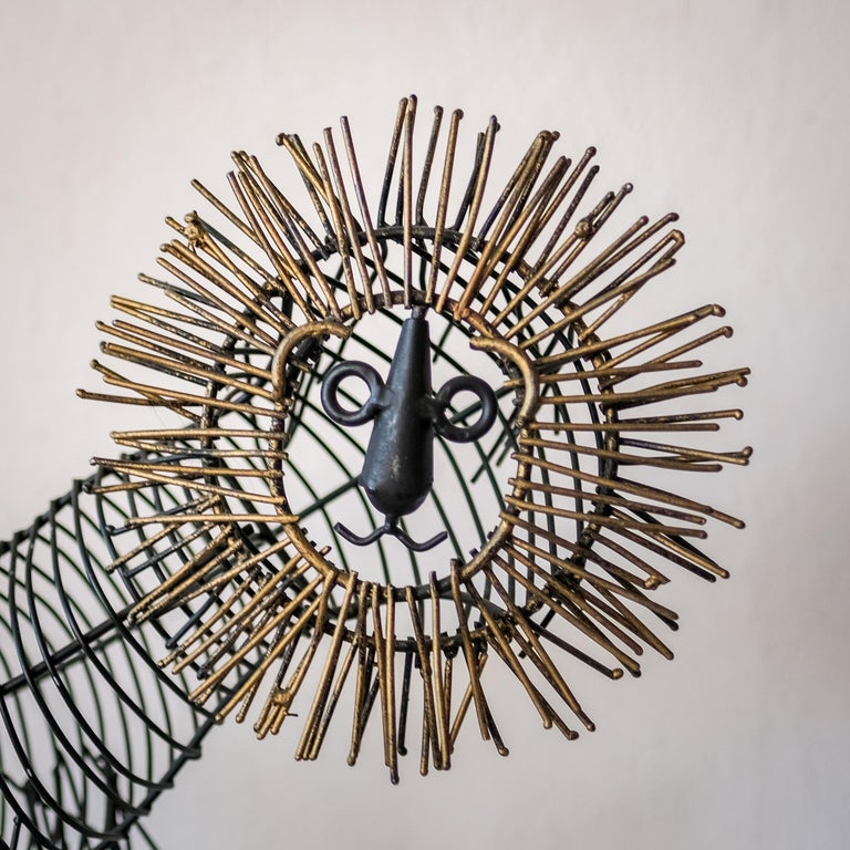 Whimsical Metal Wire Lion Sculpture in the Style of C. Jere For Sale at ...