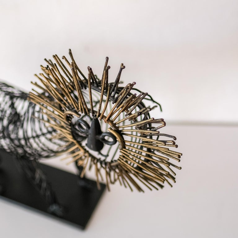 Whimsical Metal Wire Lion Sculpture in the Style of C. Jere For Sale at ...