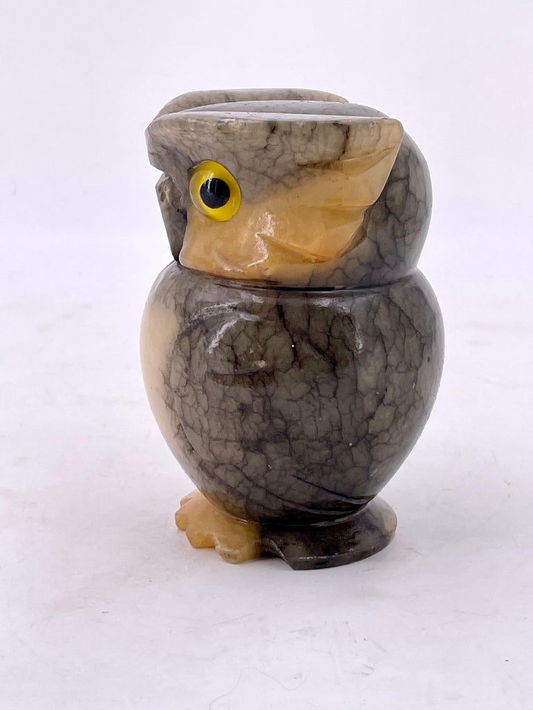 Whimsical Owl Paperweight in Alabaster Made in Italy For Sale at 1stDibs