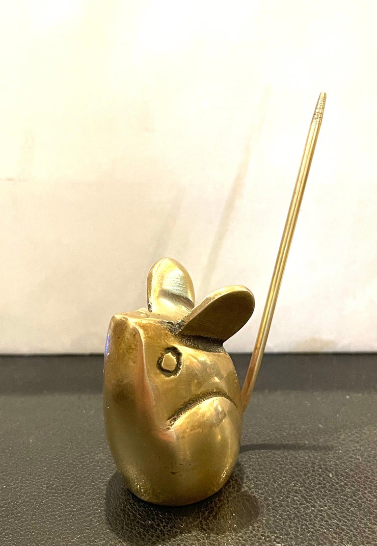 Whimsical Polished Brass Mouse Petite Sculpture For Sale at 1stDibs