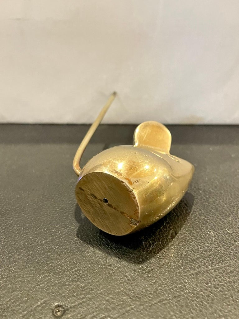 Whimsical Polished Brass Mouse Petite Sculpture For Sale at 1stDibs
