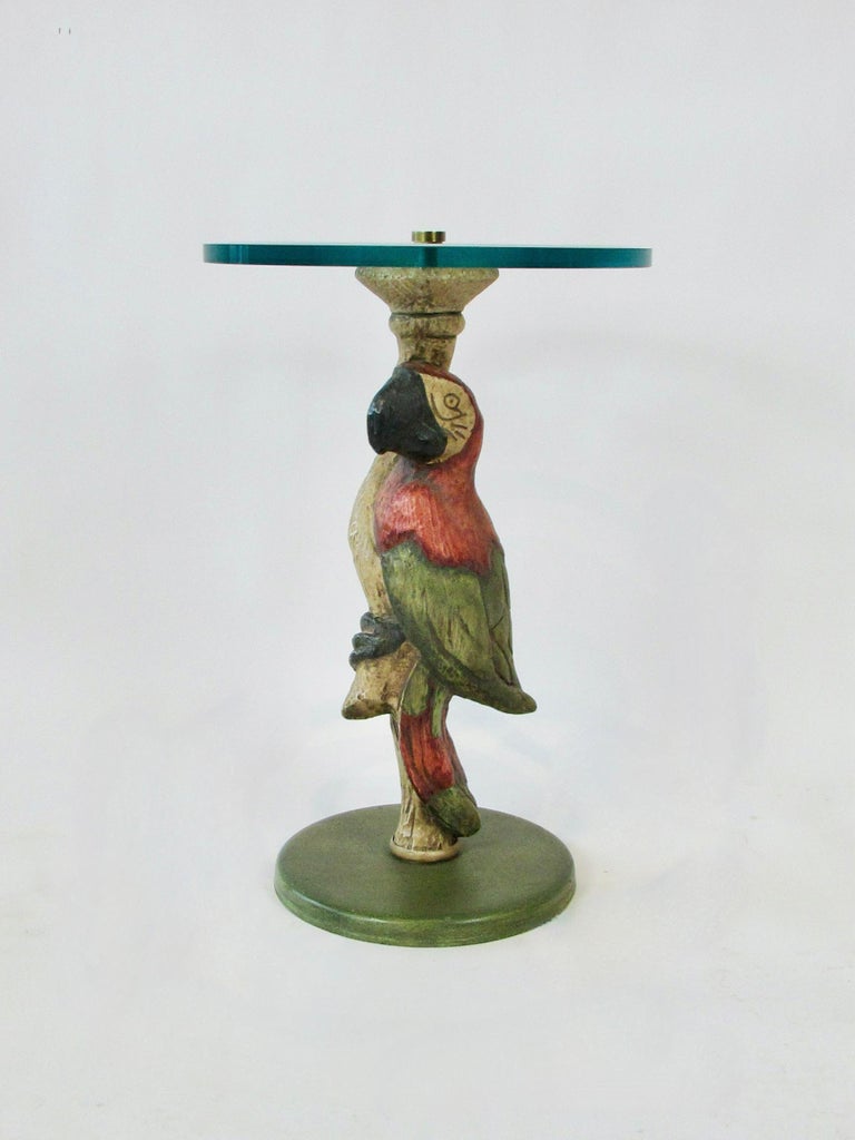 Whimsical Polly Want a Table Bevel Glass on Parrot Base Style of ...