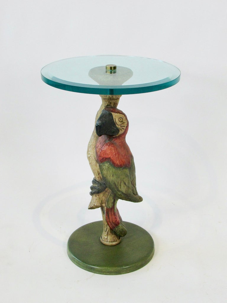 Whimsical Polly Want a Table Bevel Glass on Parrot Base Style of ...