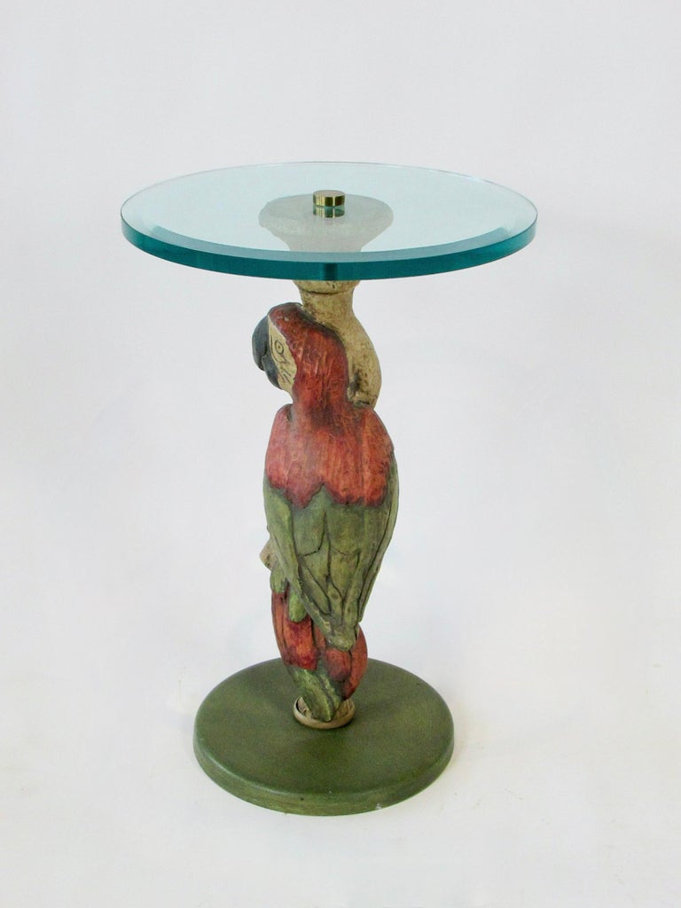 Whimsical Polly Want a Table Bevel Glass on Parrot Base Style of ...