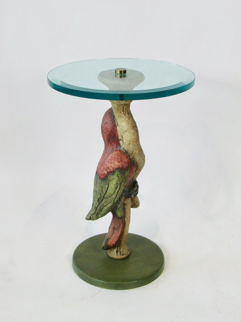Whimsical Polly Want a Table Bevel Glass on Parrot Base Style of ...