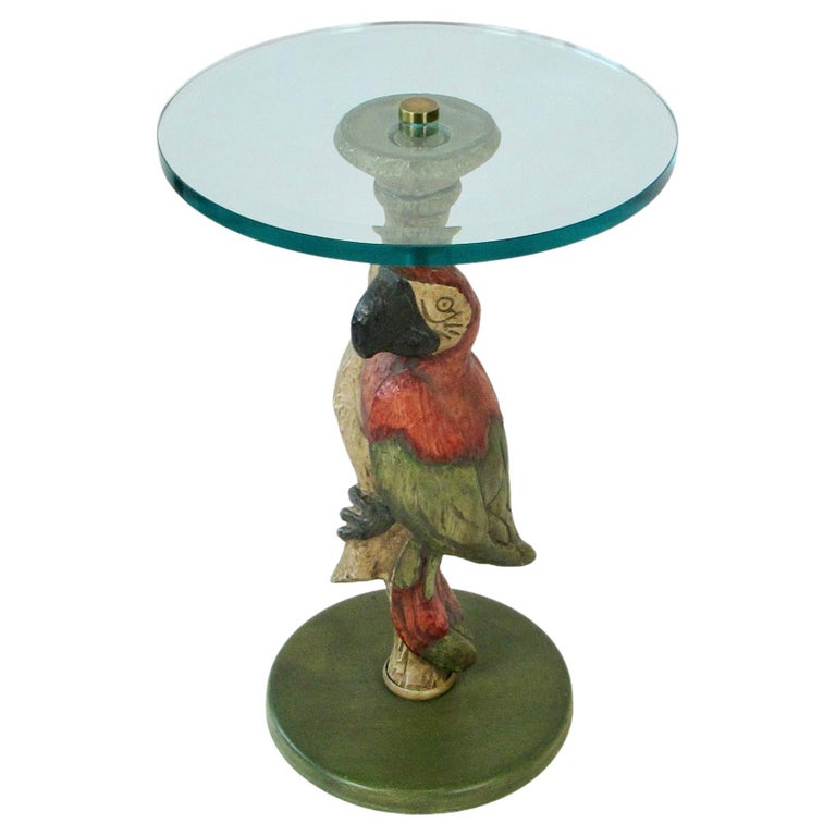 Whimsical Polly Want a Table Bevel Glass on Parrot Base Style of ...