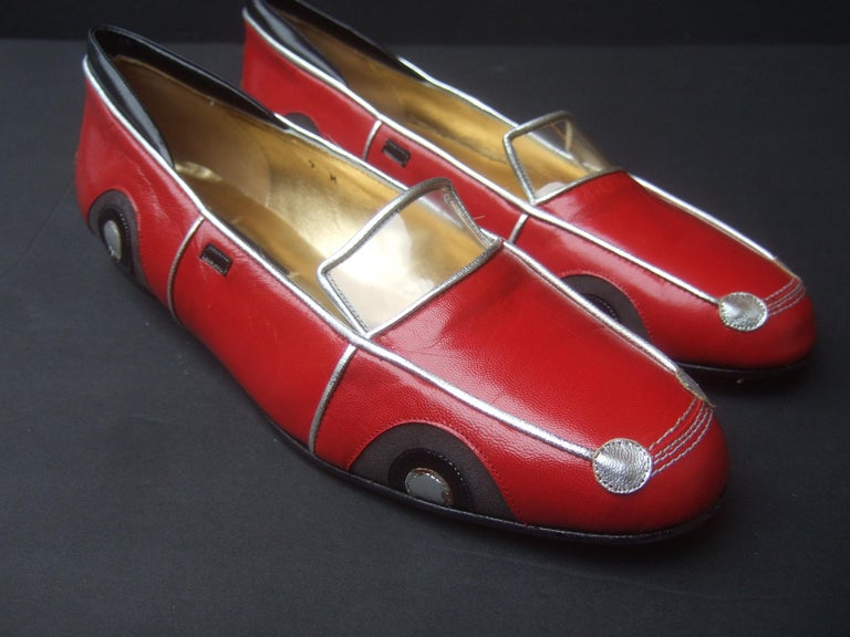Whimsical Red Leather Sports Car Design Shoes by Zalo US Size 9 M c ...