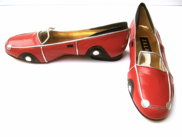 Whimsical Red Leather Sports Car Design Shoes by Zalo US Size 9 M c ...