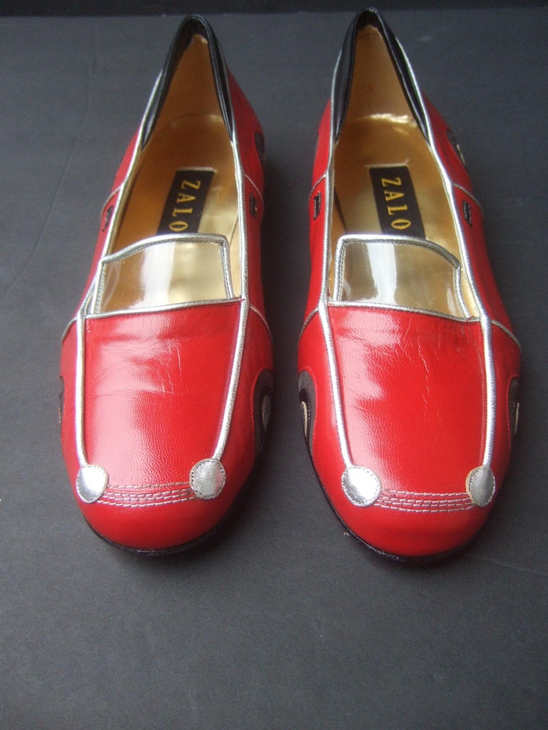 Whimsical Red Leather Sports Car Design Shoes by Zalo US Size 9 M c ...