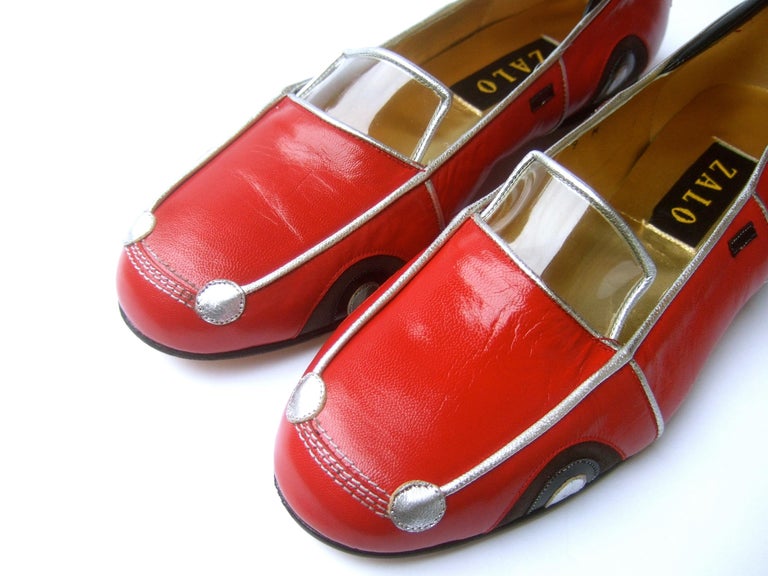 Whimsical Red Leather Sports Car Design Shoes by Zalo US Size 9 M c ...