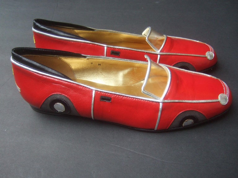 Whimsical Red Leather Sports Car Design Shoes by Zalo US Size 9 M c ...