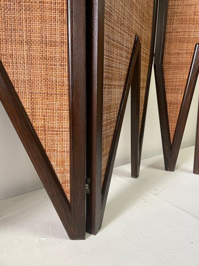 Whimsical and Sculptural Figurative Woven Cane Folding Screen For Sale ...