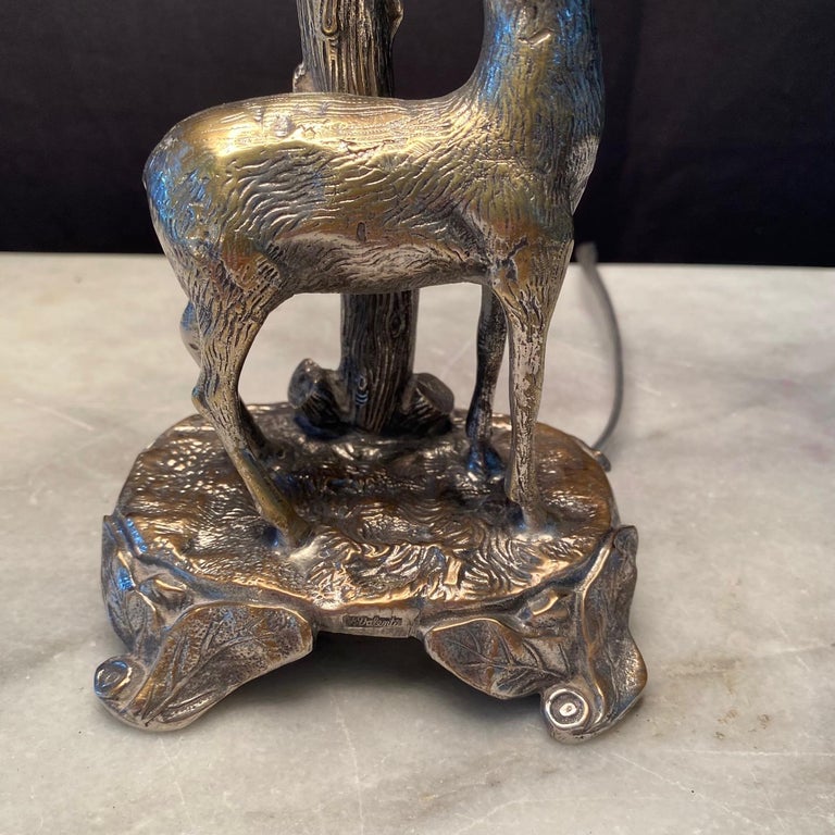 Whimsical Silver Plated Deer Table Lamp Signed by Valenti For Sale at ...