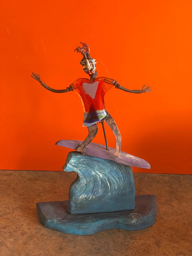 Whimsical Surfer Sculpture by Mitch Berg For Sale at 1stDibs