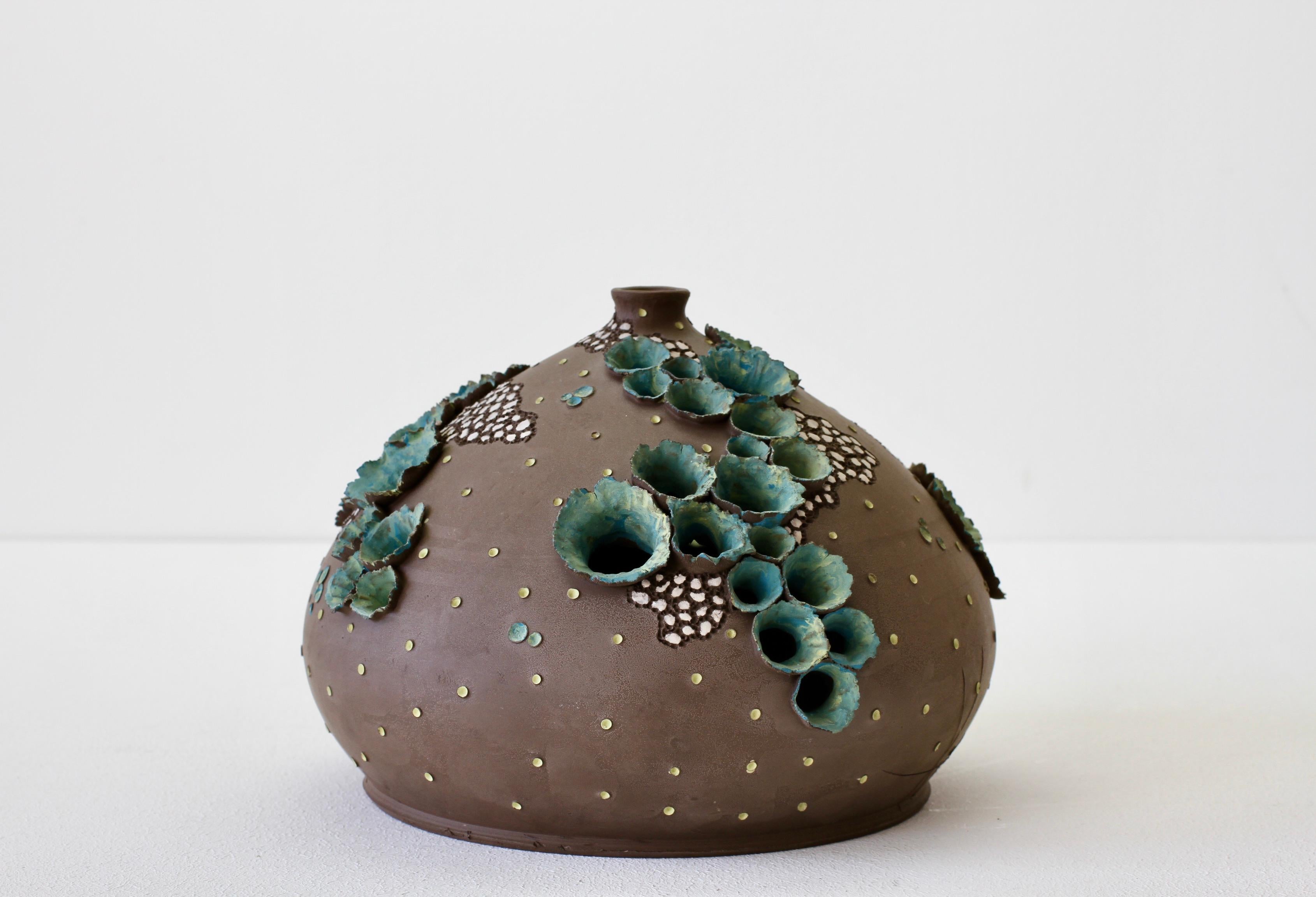 Whimsical Vintage Organic Flower Signed Art Studio Pottery Vase Germany ...