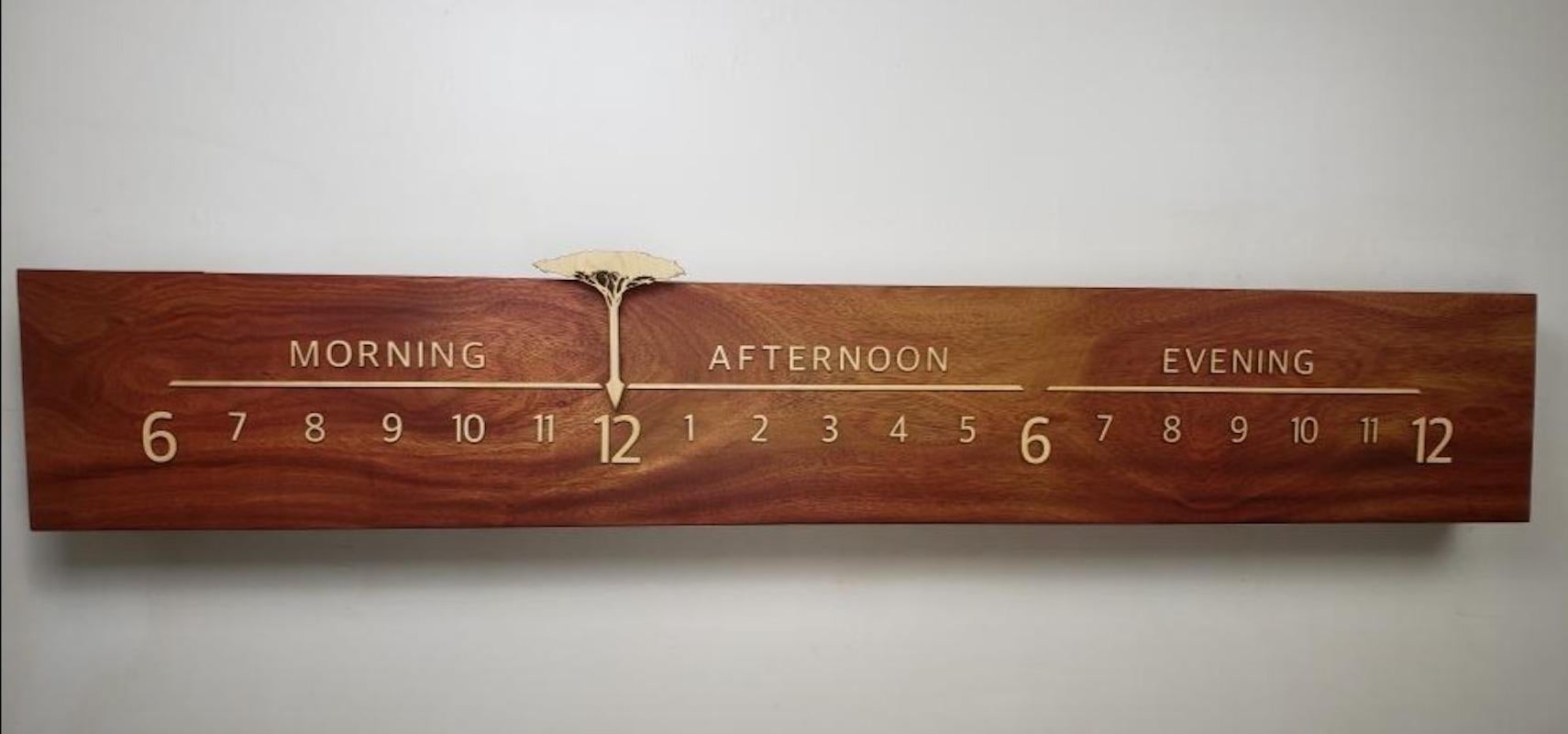 Whiskey: 5-Foot Bloodwood and Maple Linear Clock For Sale at 1stDibs
