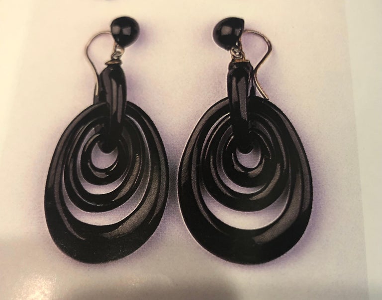 Whitby Jet Teardrop Shape Faceted Earrings, circa 1860 For Sale at 1stDibs