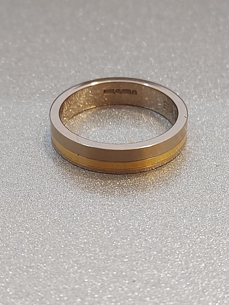 White a Yellow Matt Finish Band Ring For Sale at 1stDibs