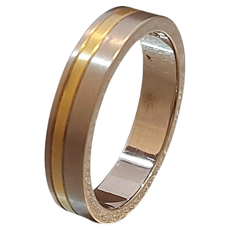 White a Yellow Matt Finish Band Ring For Sale at 1stDibs