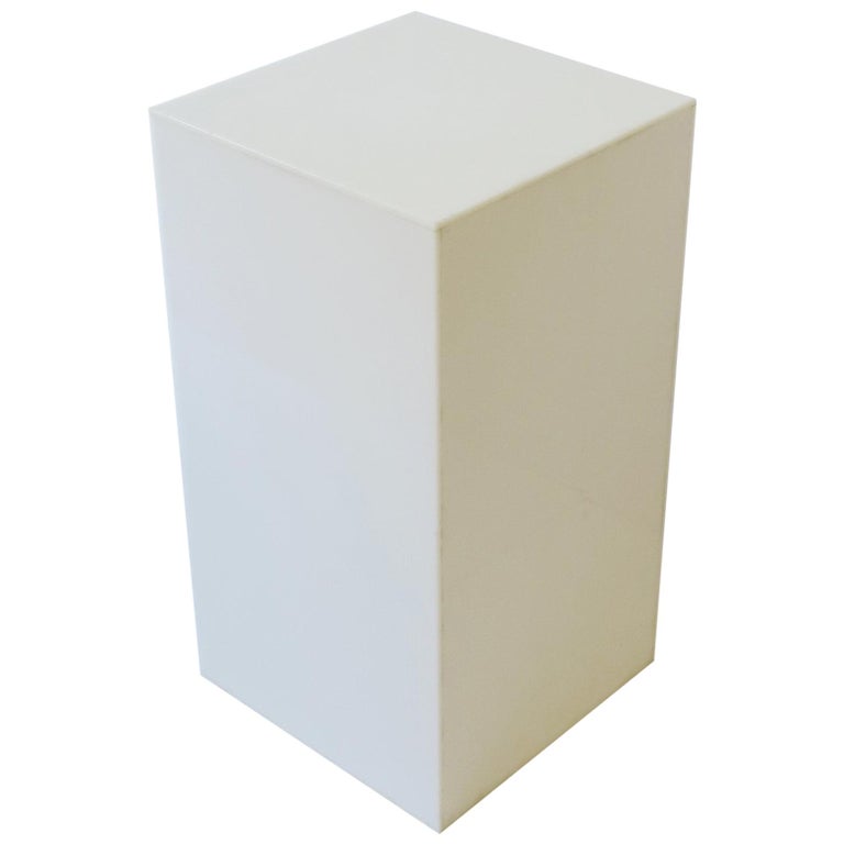 White Acrylic Pedestal Pillar Column Stand or End Table For Sale at ...
