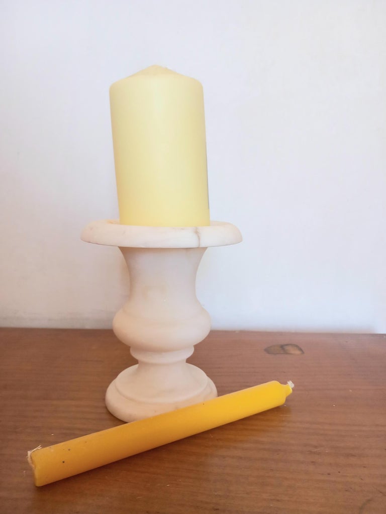 White Alabaster Candle Holder for Candle or Thick Candle For Sale at ...