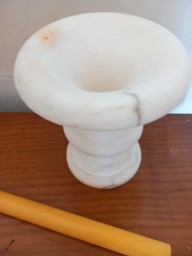 White Alabaster Candle Holder for Candle or Thick Candle For Sale at ...