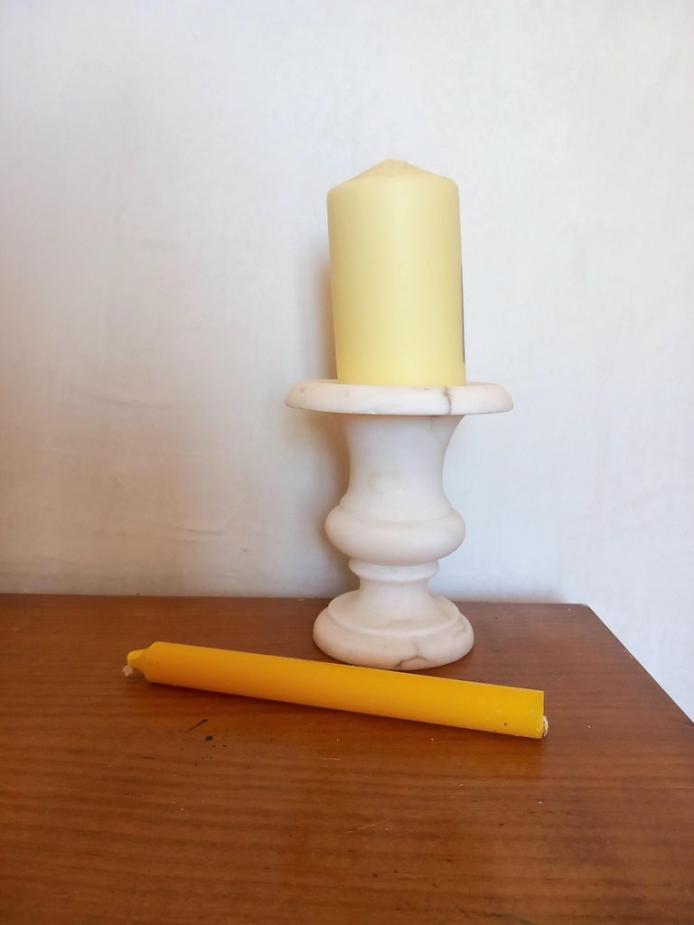 White Alabaster Candle Holder for Candle or Thick Candle For Sale at ...