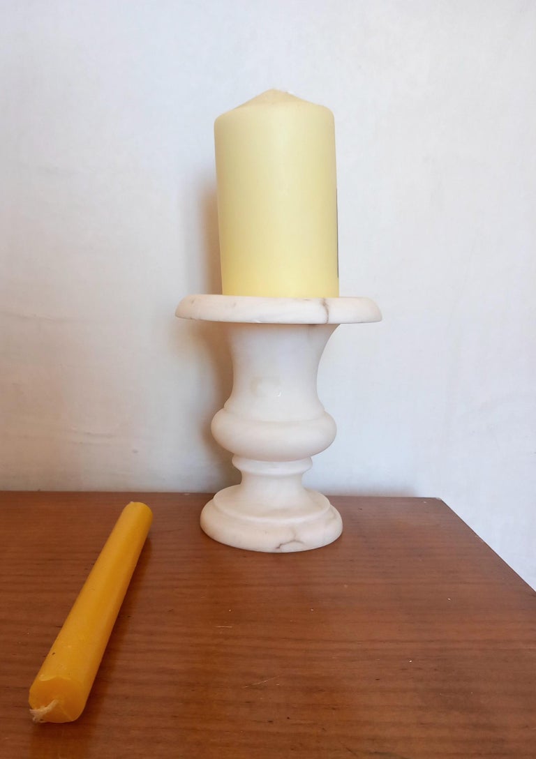 White Alabaster Candle Holder for Candle or Thick Candle For Sale at ...