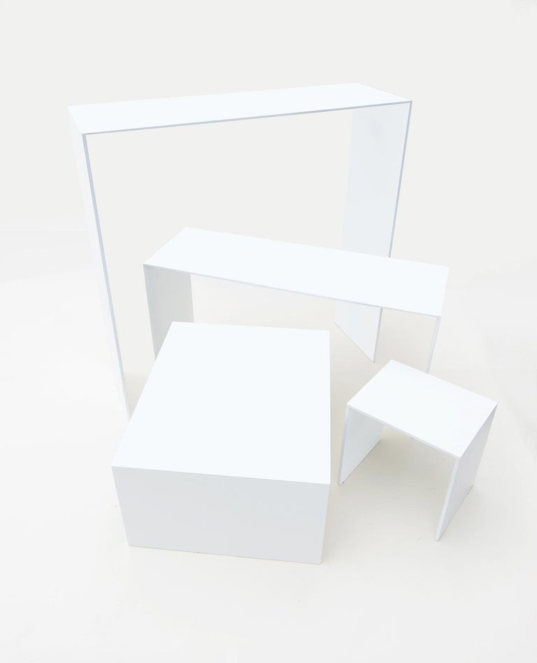 White Aluminum High Console Table For Sale at 1stDibs | white console table