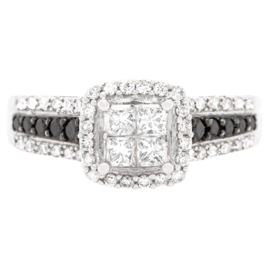 Modernist Black and White Diamond and Gold Ring For Sale at 1stDibs