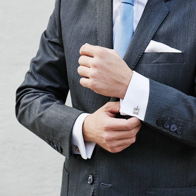 White and Black Diamonds White Gold Cufflinks For Sale at 1stDibs