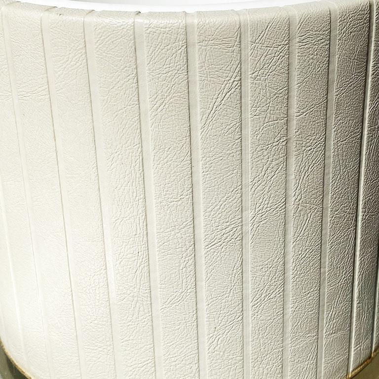 White and Brass Channel Upholstered Eagle Ice Bucket with Eagle Handle ...