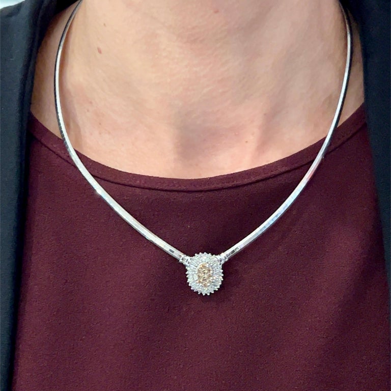 White and Bronze Colored Diamond Necklace in 14k White Gold For Sale at ...