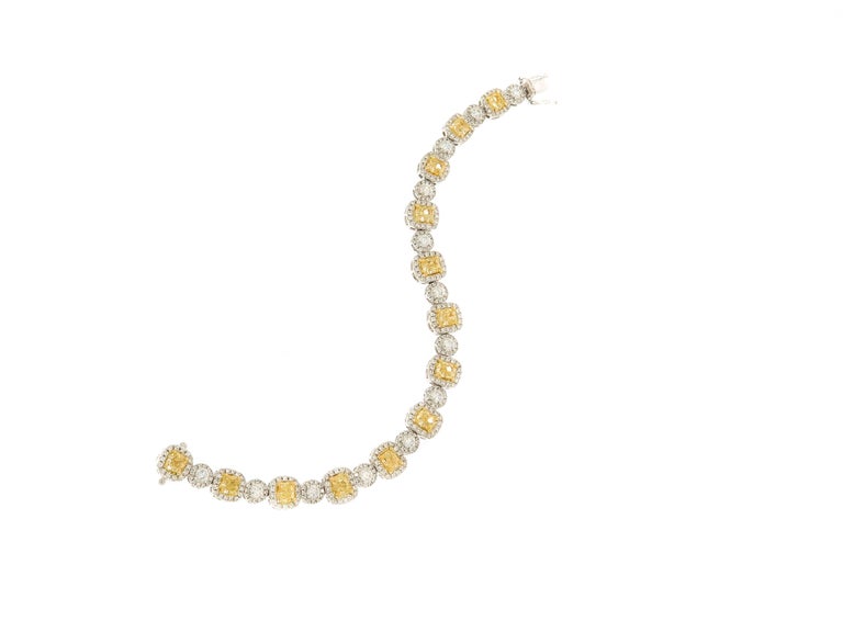 White and Canary Diamond Bracelet at 1stDibs | canari diamond bracelet ...