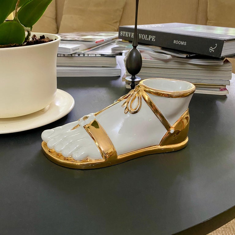 White and Gold "Piede Romano" Roman Left Foot by Piero Fornasetti For ...